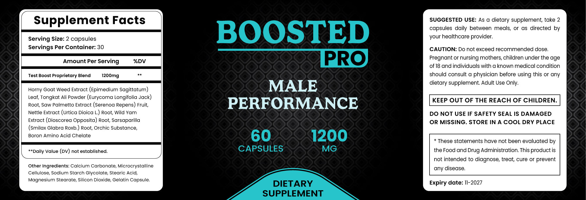 BOOSTED PRO Male Performance Supplement Label Design by Rutvik Butanii ...