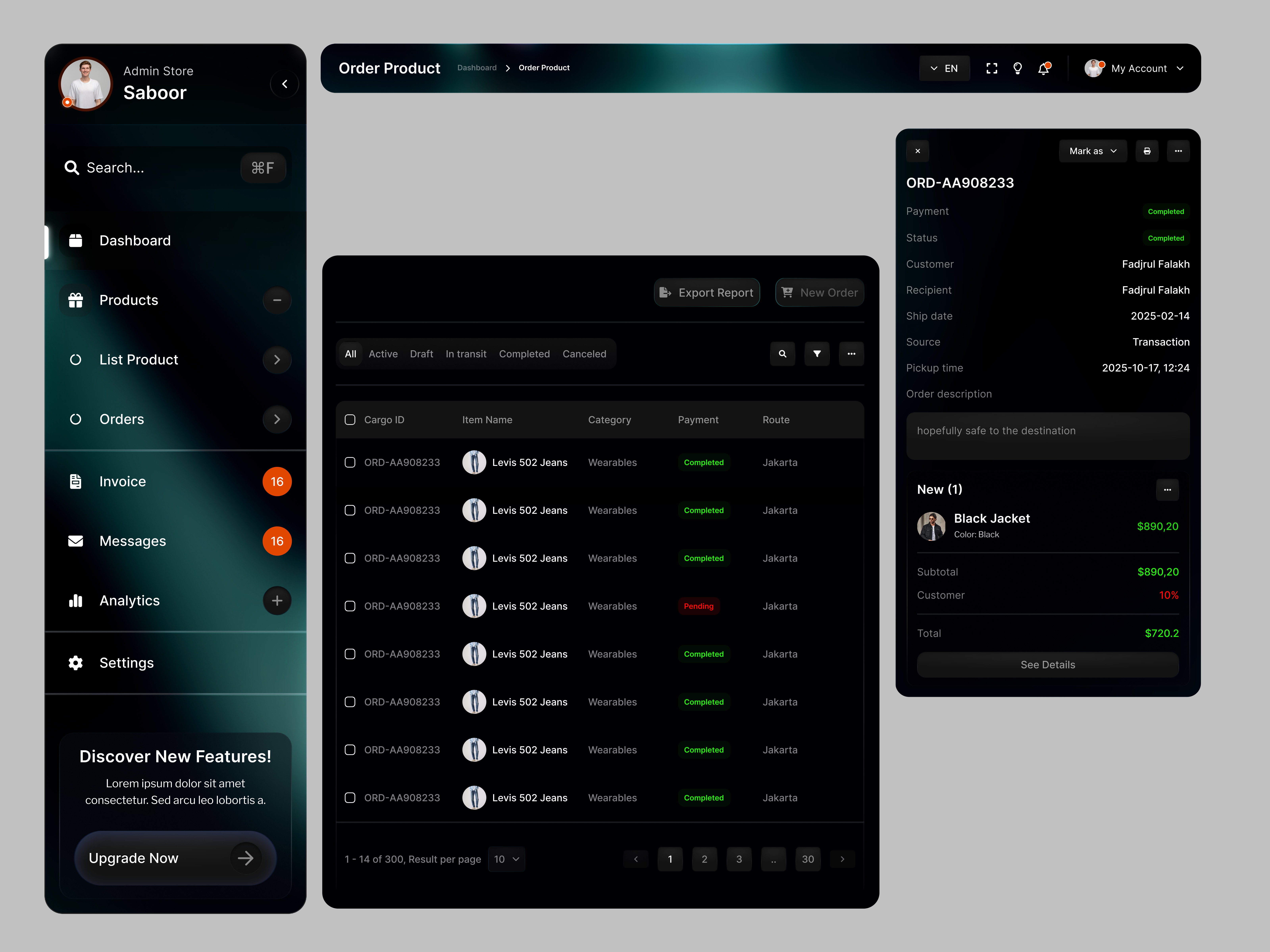 Modern Admin Dashboard UI for E-Commerce Orders by Abdul Saboor on Dribbble