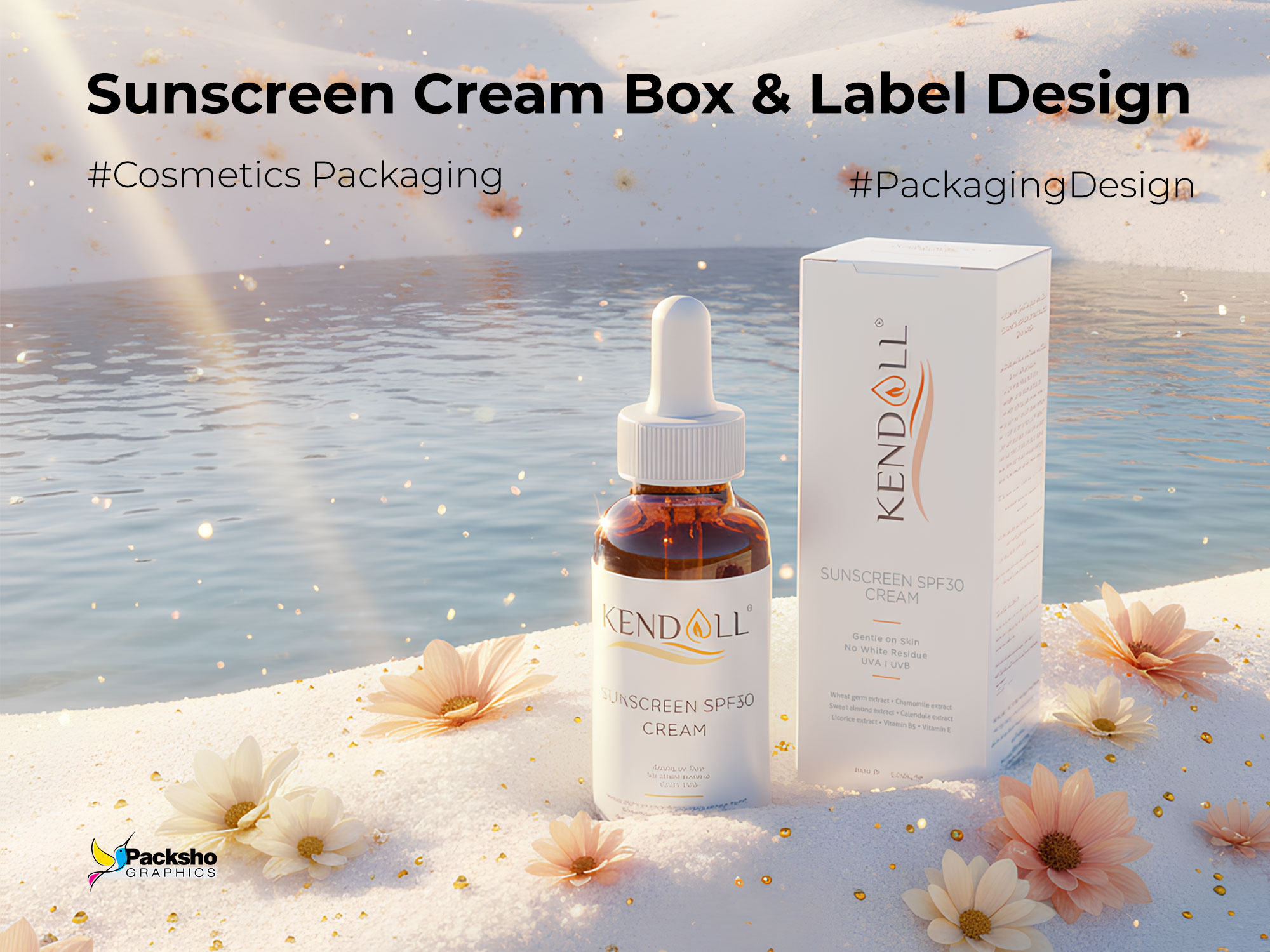 Kendall Sunscreen Packaging Design by Packsho Graphics on Dribbble