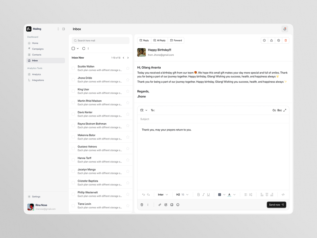 Mailing App Inbox Exploration by Fireart UI/UX for Fireart Studio on ...