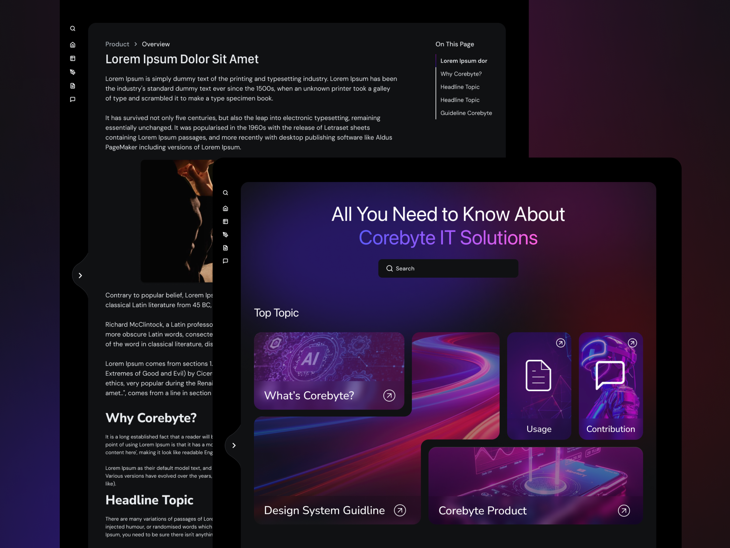 Corebyte Product Documentation Website UI Design by Just Diandra on Dribbble
