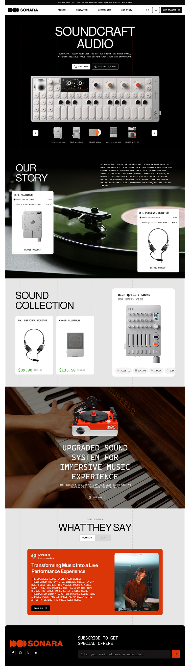 Sonara Soundcraft Audio eCommerce Store by Sans Design for Sans Brothers on Dribbble