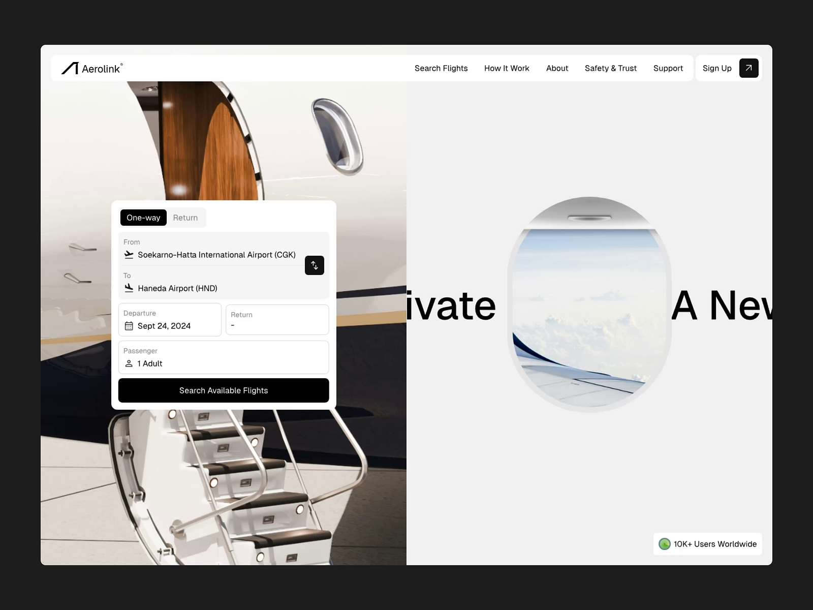 Empty Legs Private Jet Booking Landing Page by Arthur Sjorgen for Odama ...