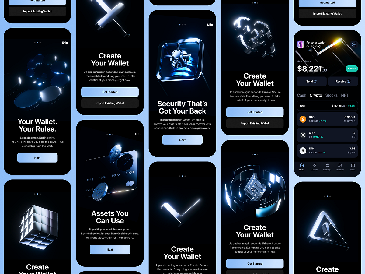 Crypto wallet mobile app design and icons by ALEX BENDER for FANCY on ...