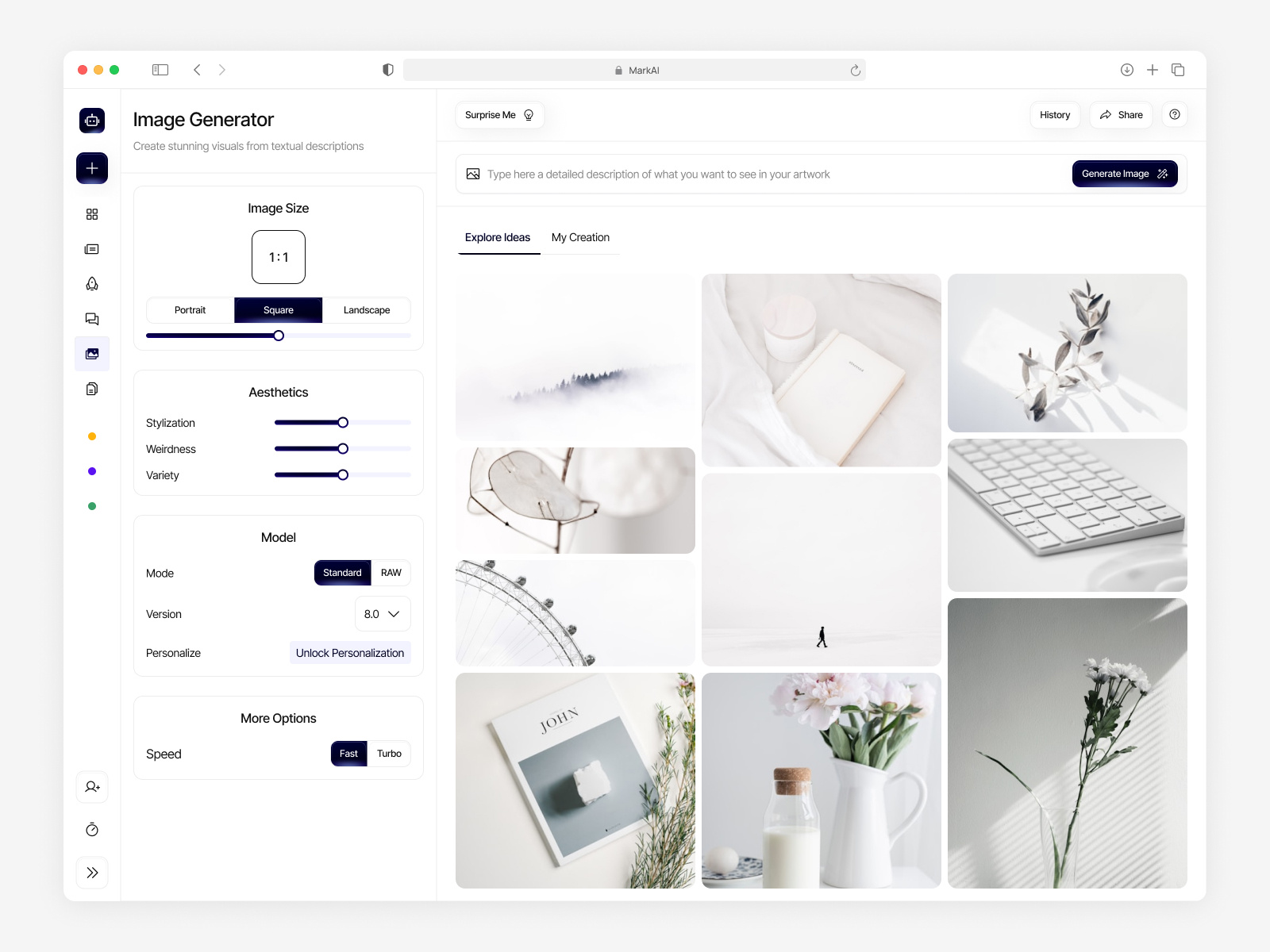 MarkAI - AI for Marketing Dashboard (Image Generator) by Robbi Darwis for Flow Forge on Dribbble