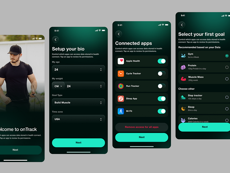 OnTrack Fitness App design - Profile Setup Flow by Orbix Studio – SaaS ...