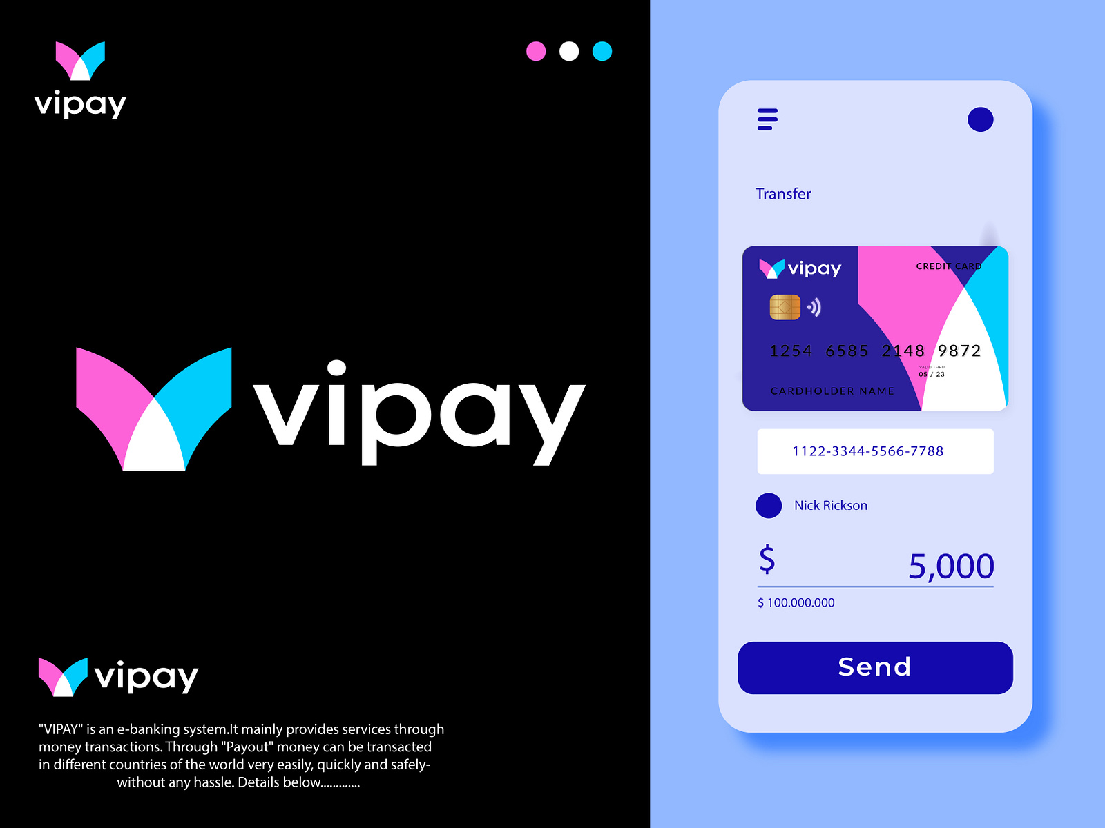 "Vipay" vertual / e-banking system logo by Amit Sarkar on Dribbble
