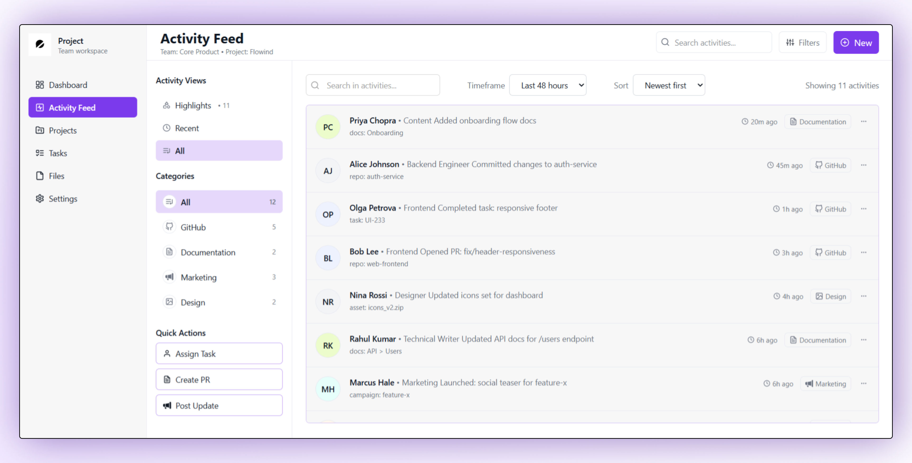 Activity Feed UI designs, themes, templates and downloadable graphic ...