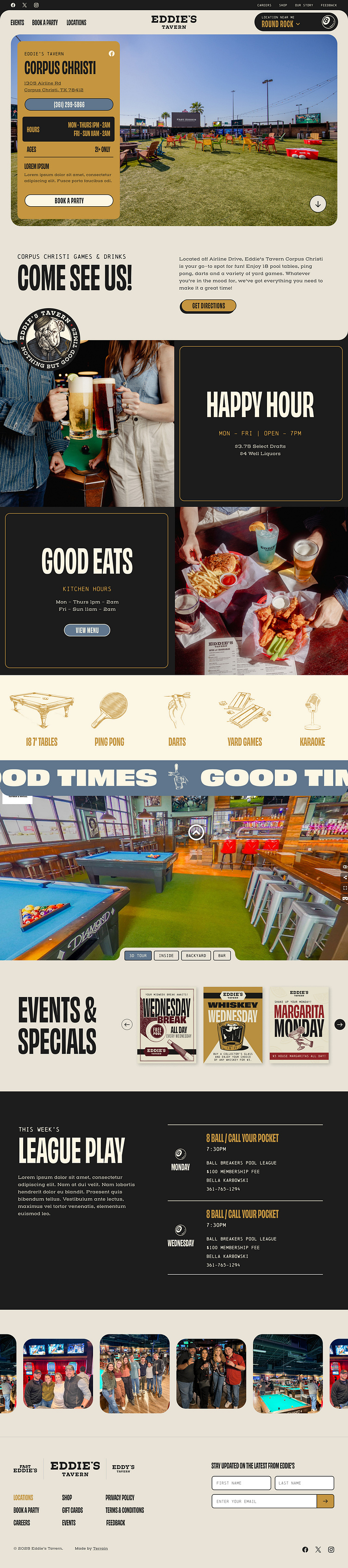 Fast Eddie’s Tavern – Restaurant & Bar Website Design by terrain on ...