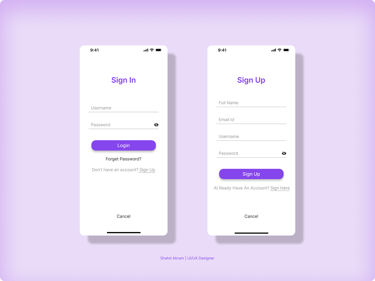 Minimal Login & Sign Up Screens – Mobile App UI Design by Shahd Akram ...