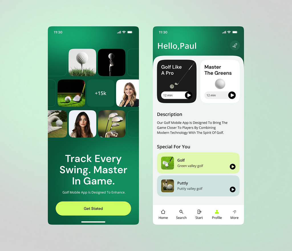 Golf Mobile App UI/UX by Amrita Ranjan on Dribbble