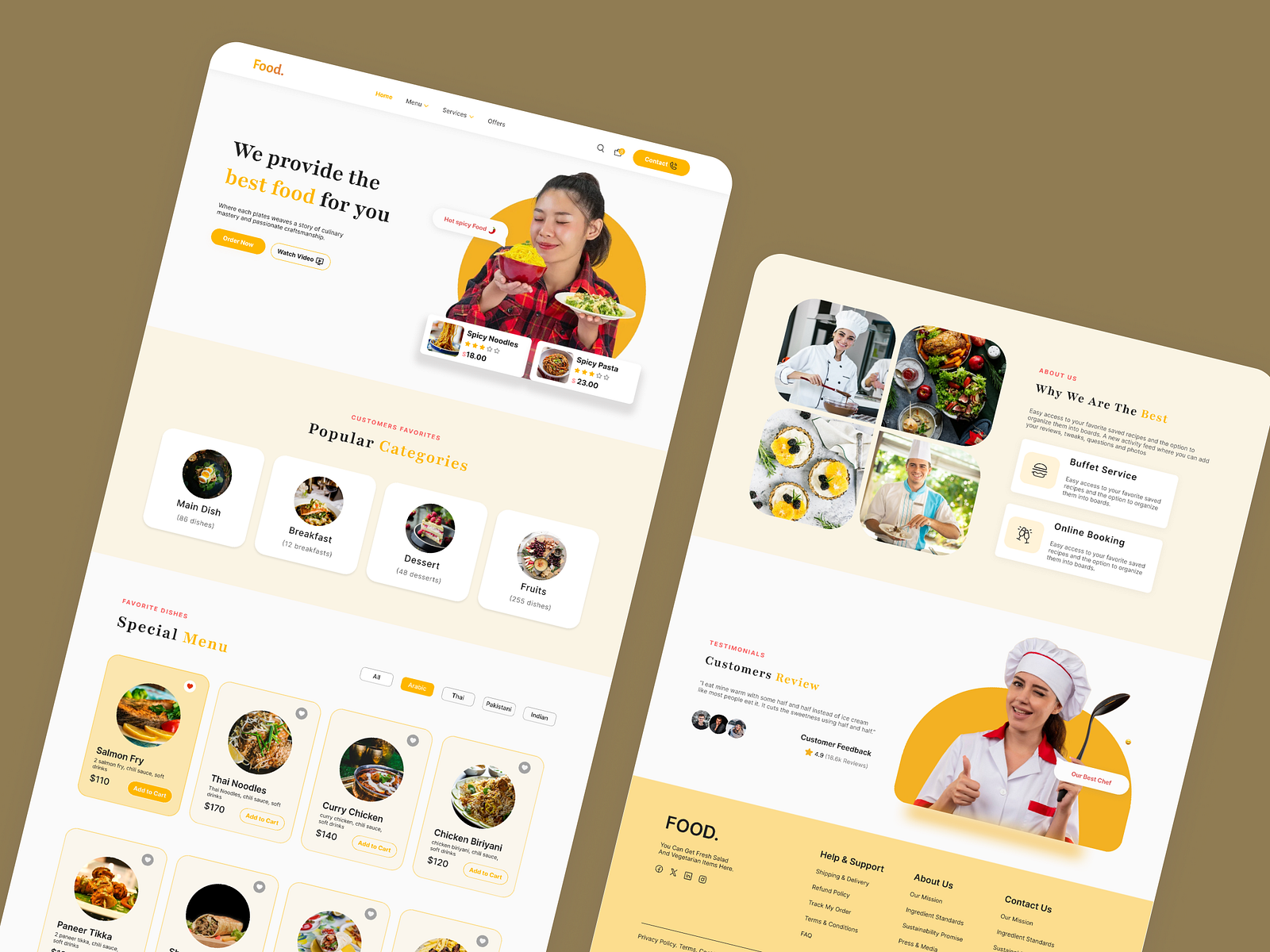 Food Website UI by Nusrat Jahan on Dribbble