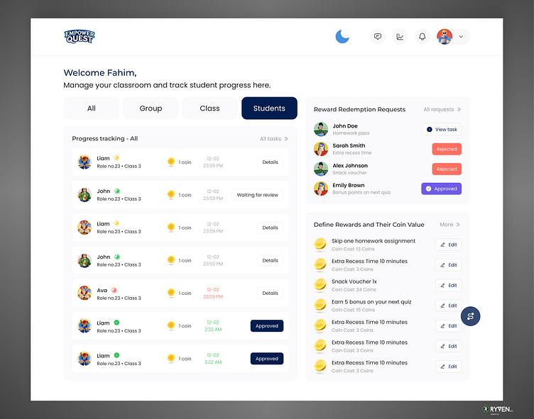 Gamified Student Progress Dashboard – Empower Quest by Ryven Global LLC ...