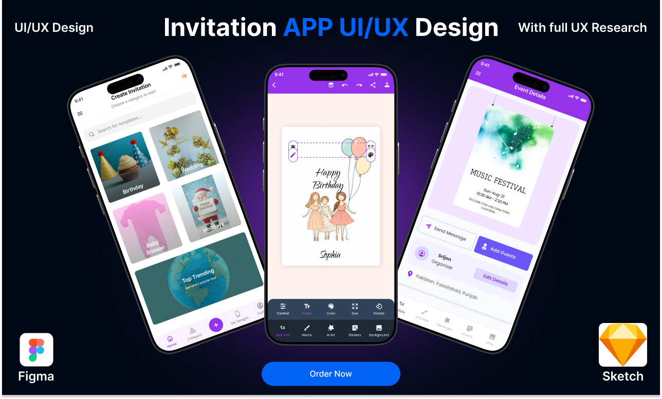 Invitation Maker App UI/UX Design by Srijon Bhoumik on Dribbble