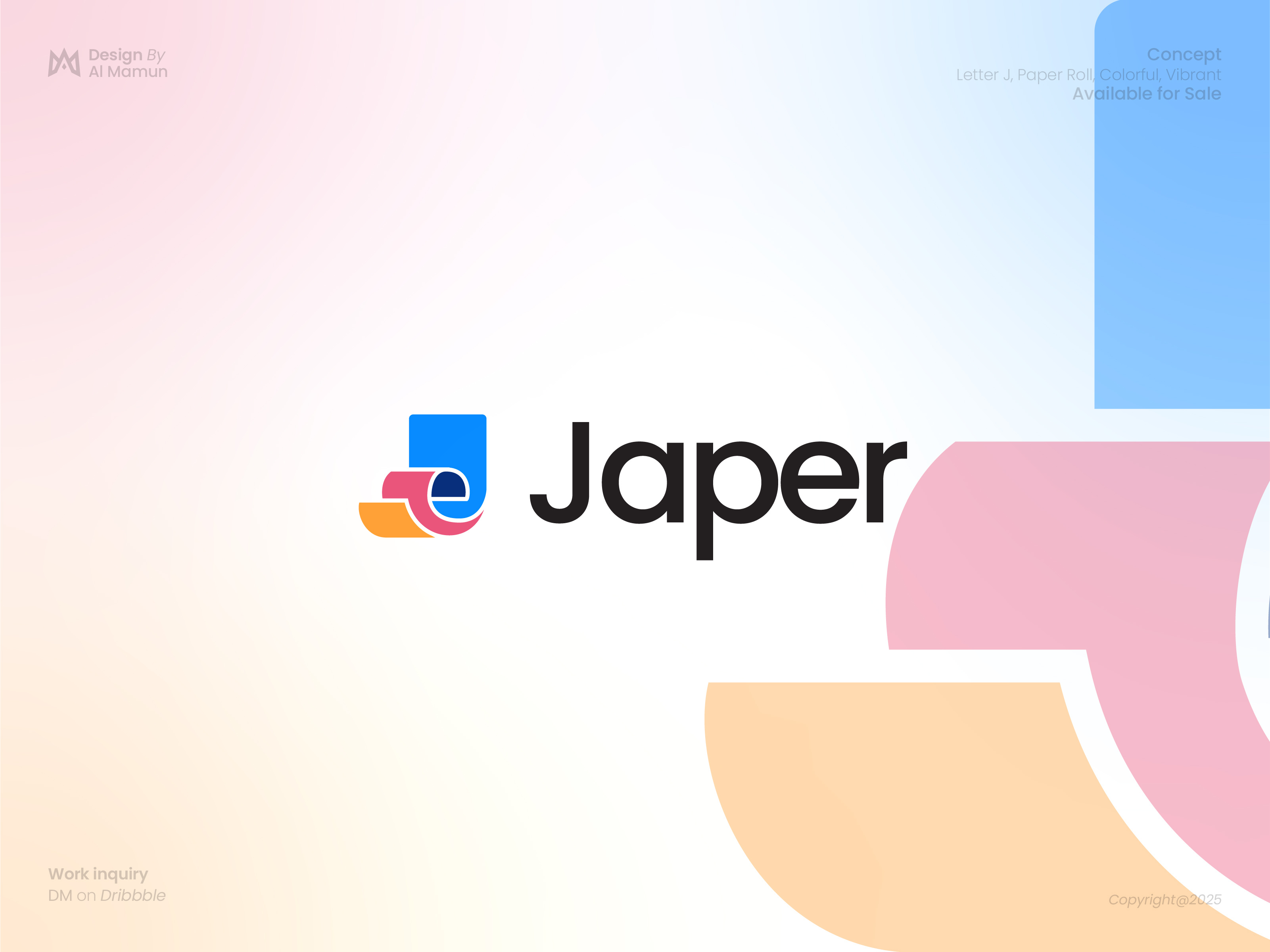 Modern Letter J, Paper Roll, Colorful, Vibrant Logo by Al Mamun | Logo ...