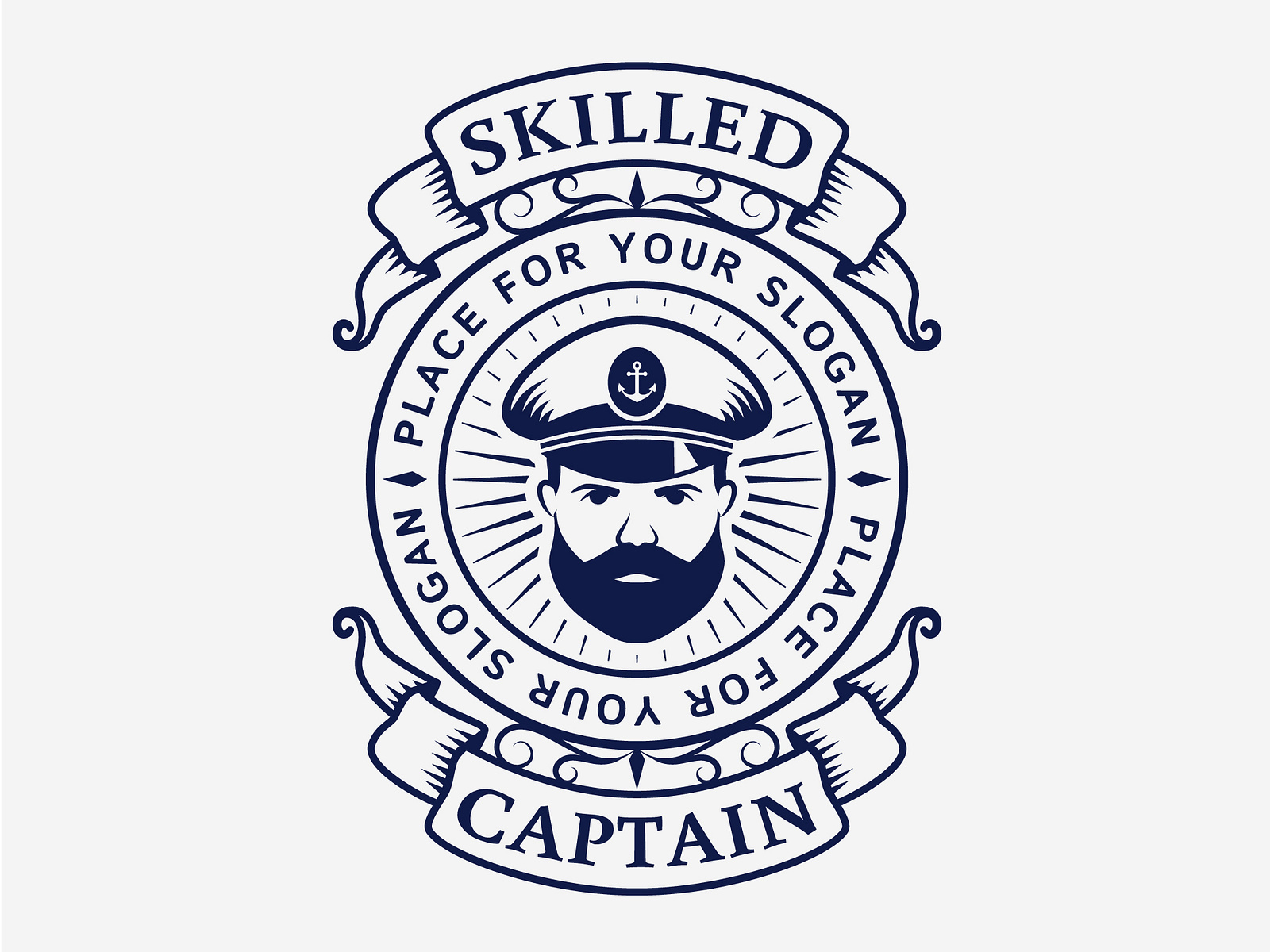 Nautical logo with captain by Yulia Malinovskaya on Dribbble
