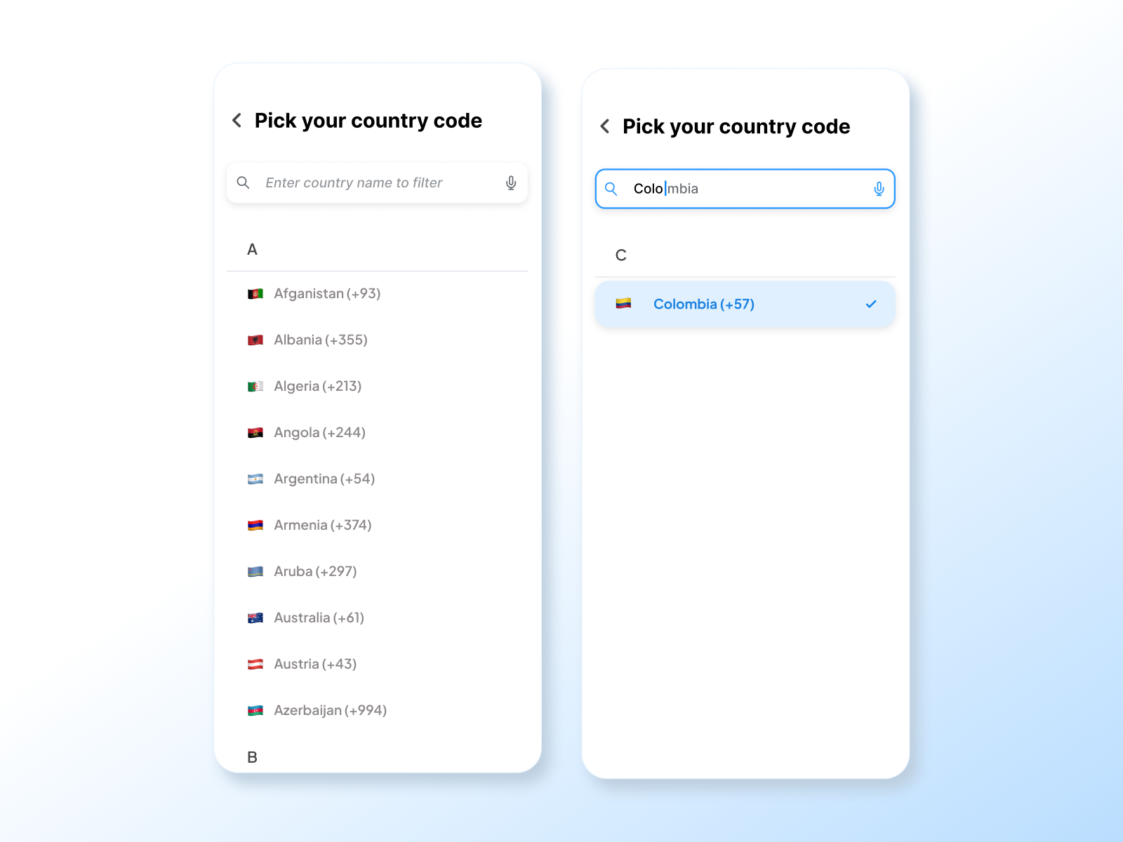 Country Code Picker UI - Clean & Intuitive Phone Input by Flamel on ...