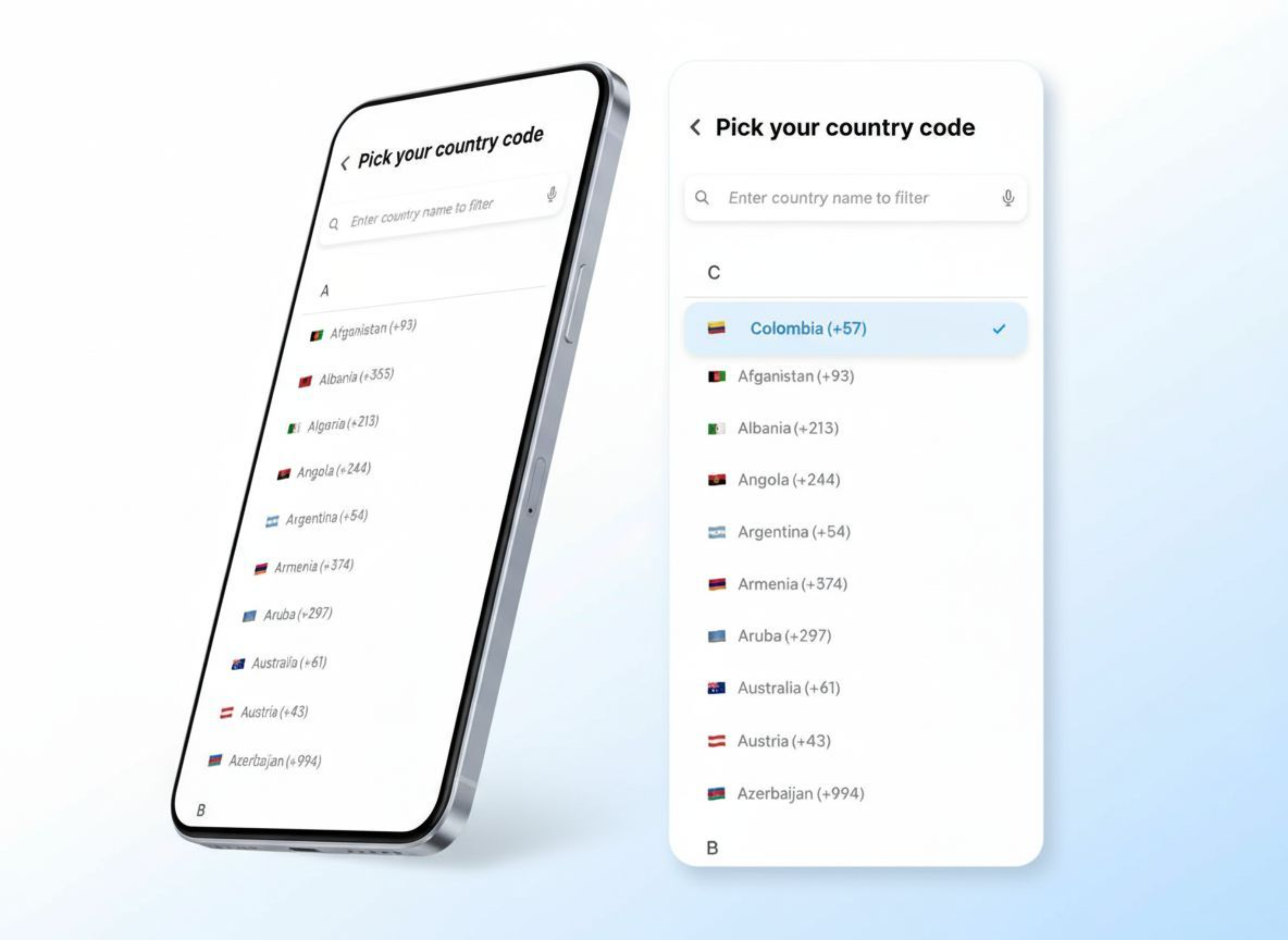 Country Code Picker UI - Clean & Intuitive Phone Input by Flamel on ...