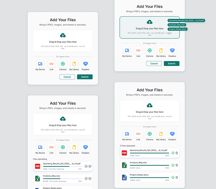 File Upload UI – Smart, Simple & Flexible 📤📁 by Surbhi Sharma on Dribbble