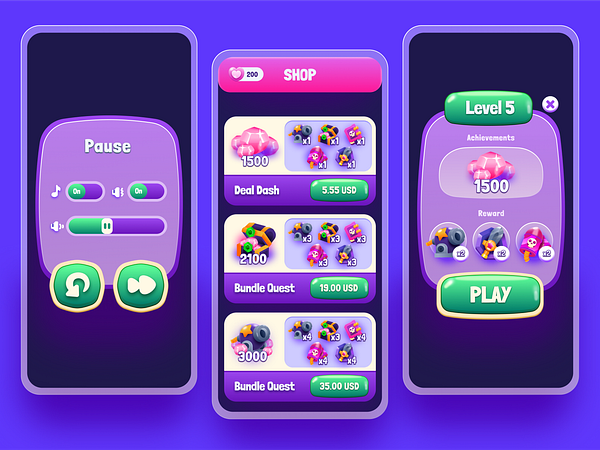 Game UI Design by Randompopsycle for Playfull Pixel Party on Dribbble