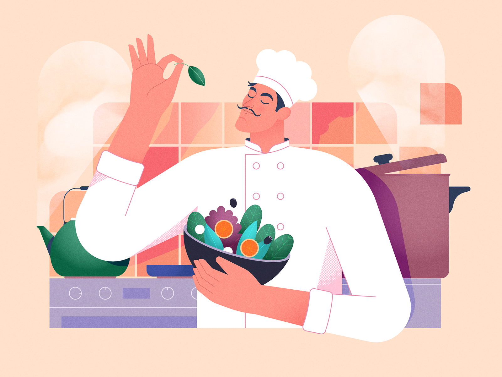 Chef cooking in the kitchen by Zlata Topchyi on Dribbble
