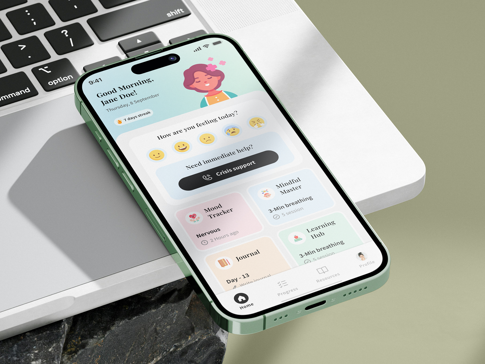 MindfulMe - Mental Health Companion App (Homescreen Mockup) by Jessicha Hyacintha for Agensip UI ...