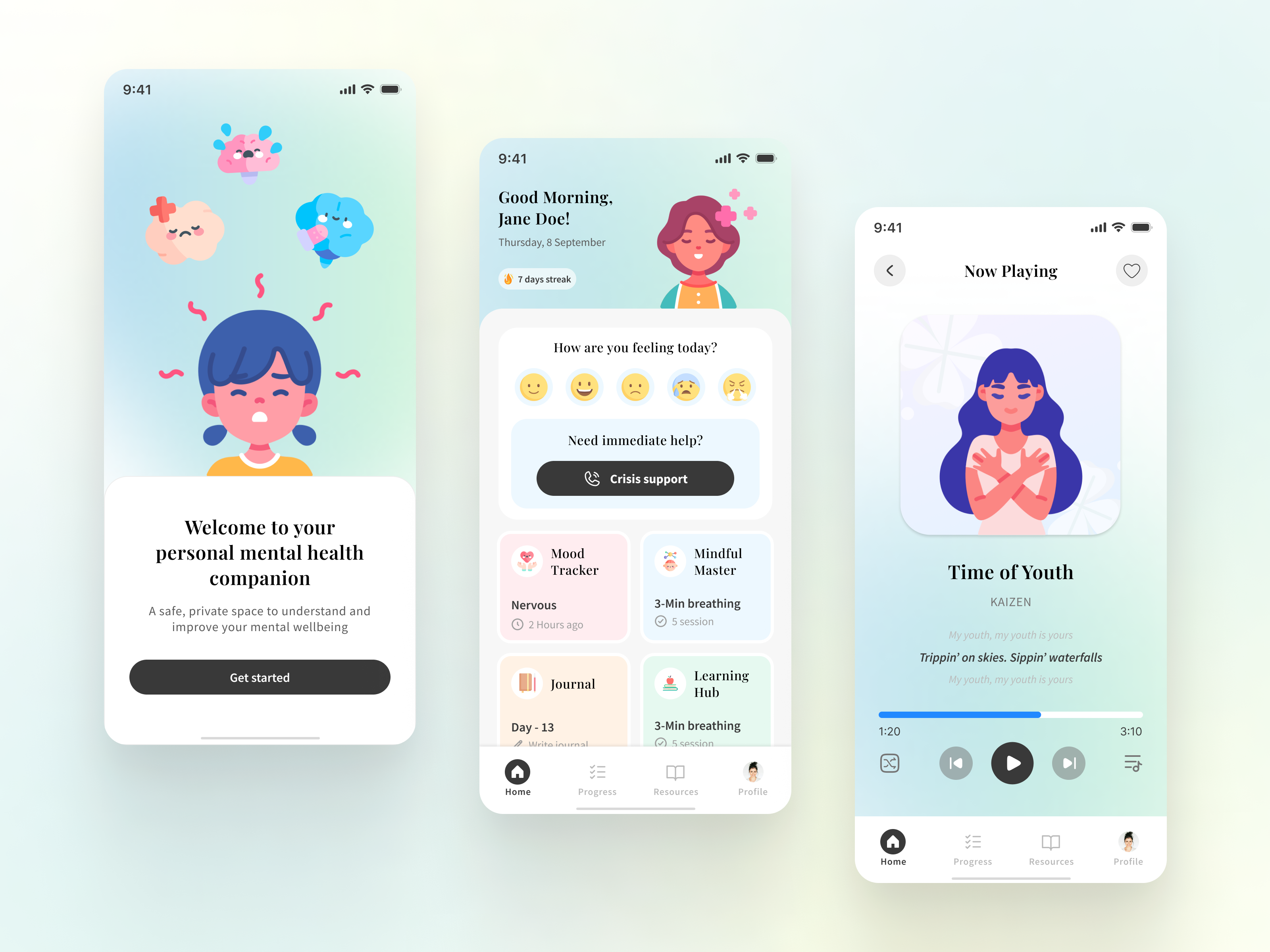 MindfulMe - Mental Health Companion App (Homescreen Mockup) by Jessicha Hyacintha for Agensip UI ...