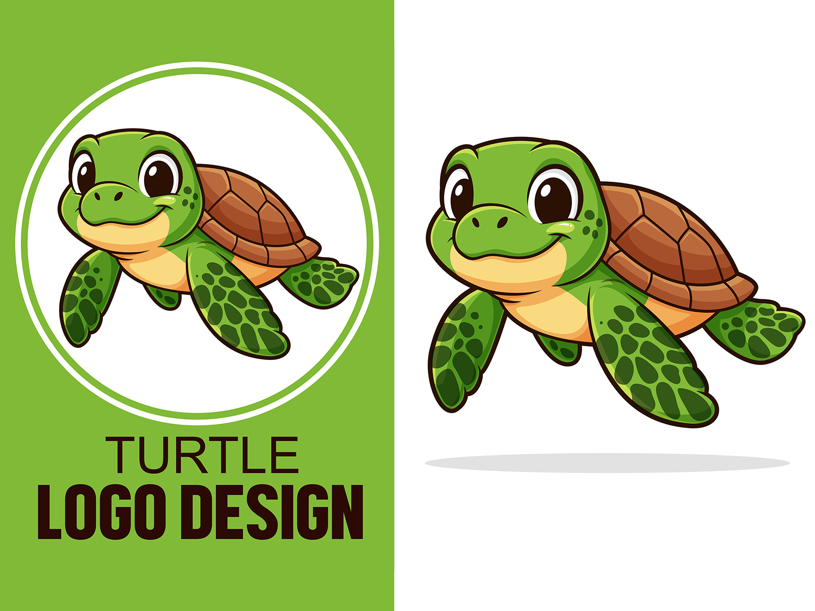Cute Turtle Cartoon Logo, Sea Animal Mascot Brand Design by Beehaya on ...