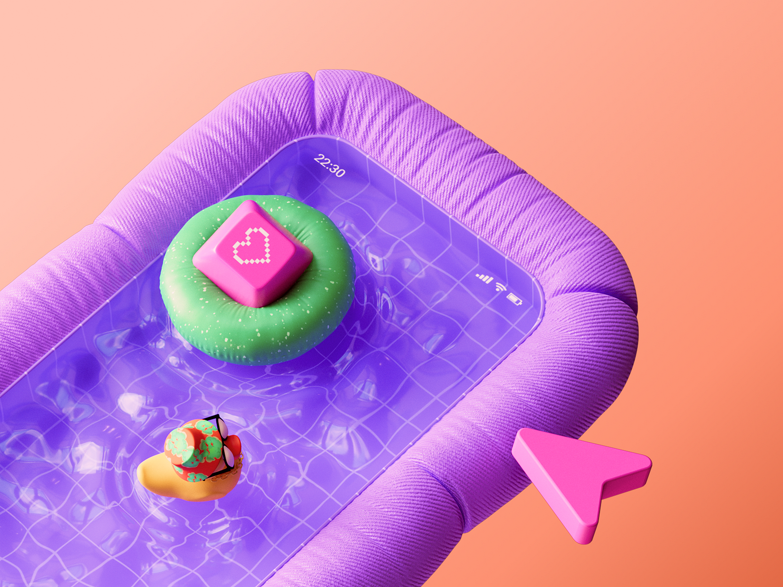Mobile Pool Concept – 3D CG, UI Abstraction by Denis Lomov for Red ...