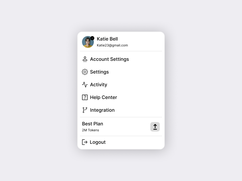Profile Dropdown Menu Design by Shifa Siddiqui on Dribbble