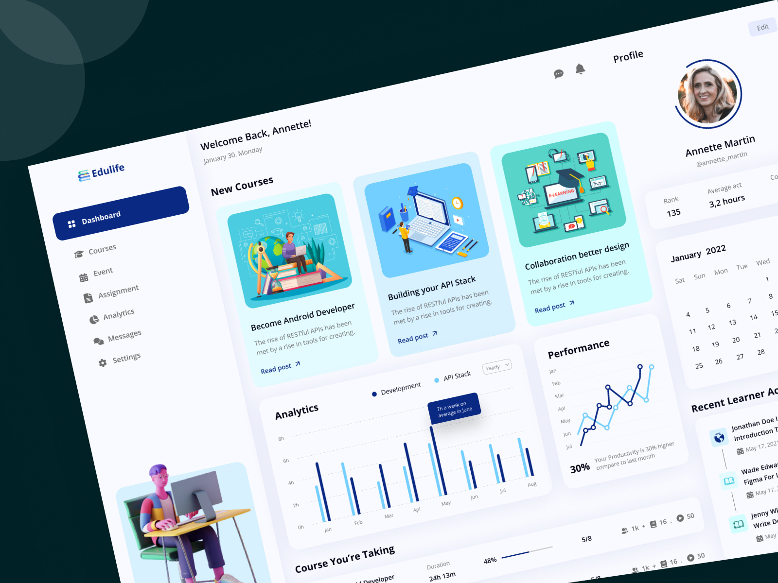 E-learning Dashboard - Edulife by Marufa Akter Riya for Digitech UK ...