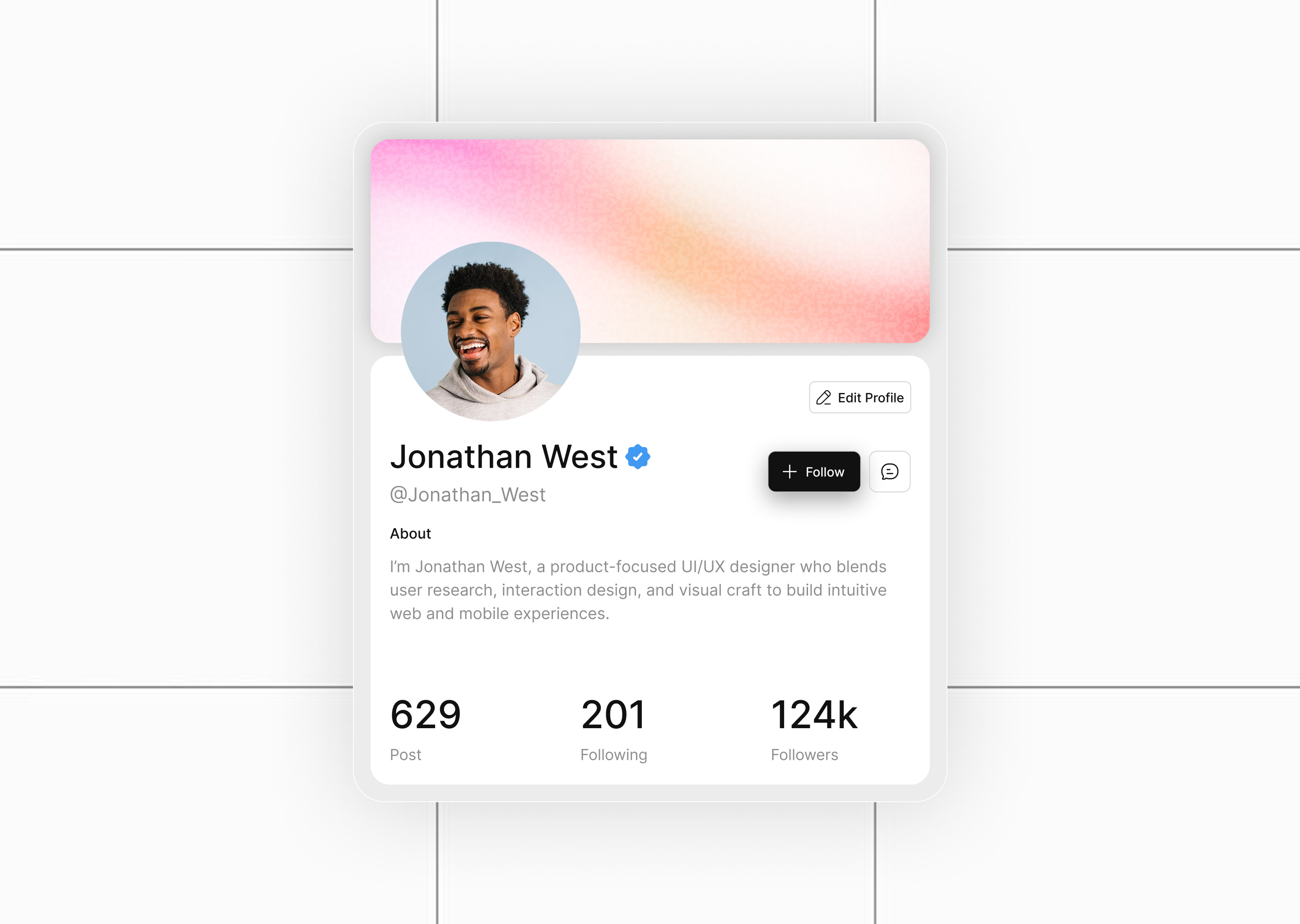 Profile Card Design by Jahidul Islam for Zain's Studio on Dribbble