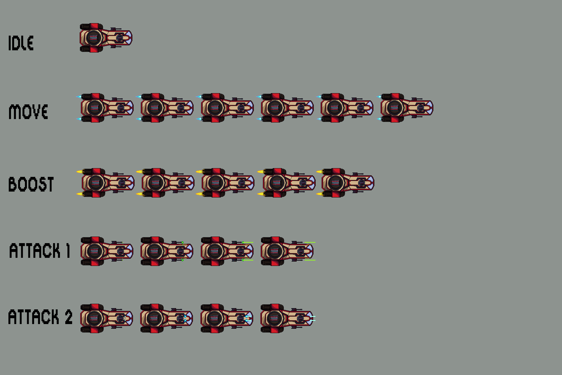 Free Spaceship Pixel Art Sprite Sheets by 2D Game Assets on Dribbble