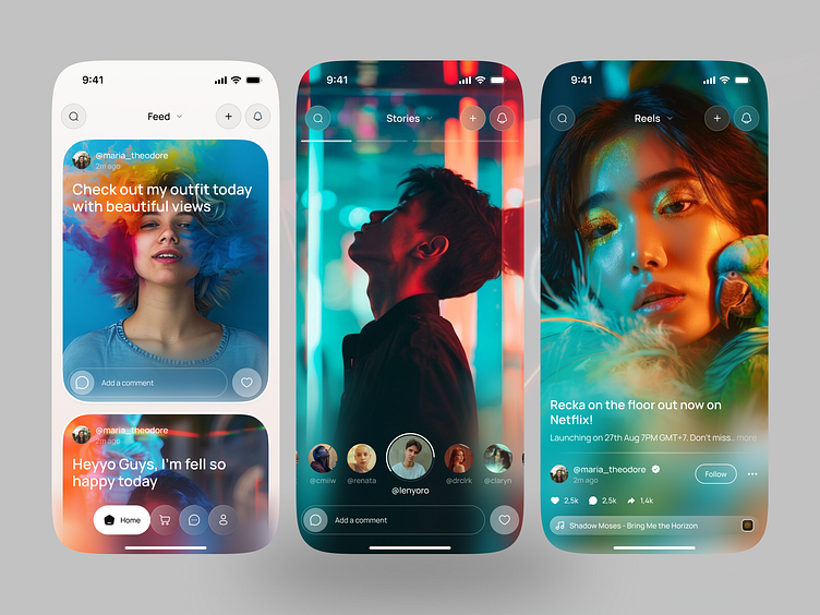 Social Media App Design by Awe Mobile App for Awe Design Studio on Dribbble
