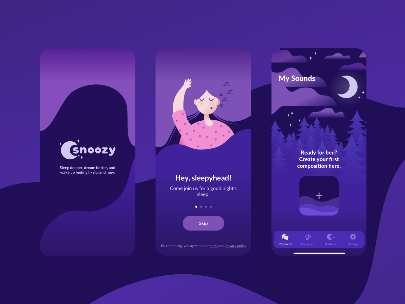 Snoozy - Relax Melodies by Mareta for codequest on Dribbble