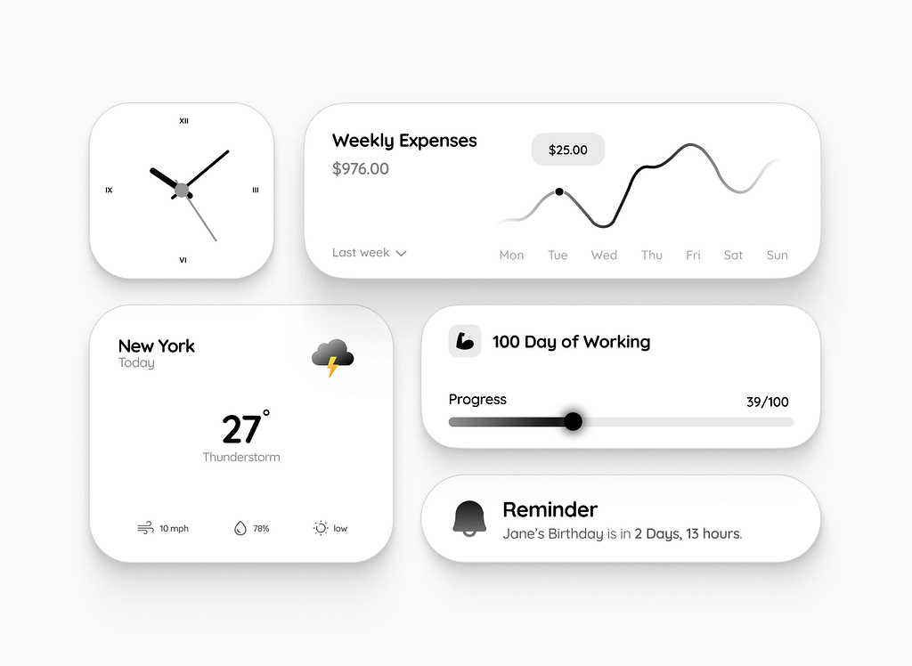 Minimal Mobile Widgets by Simi on Dribbble