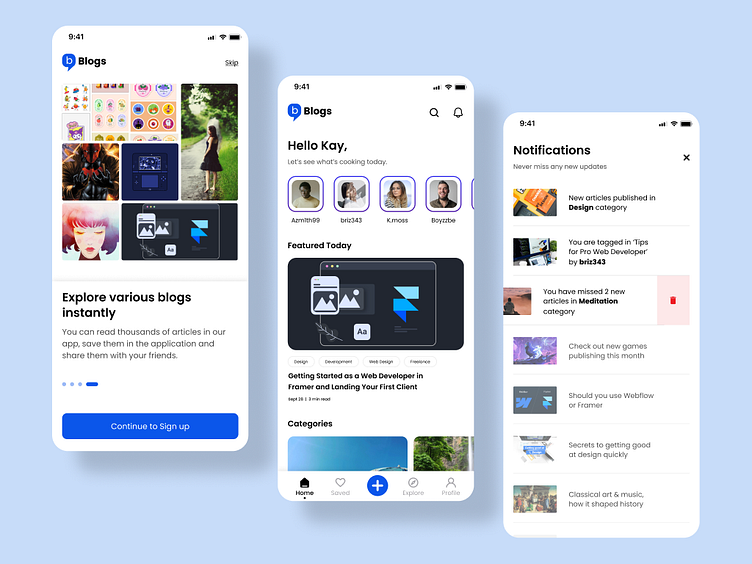 Blog App Concept — Clean & Modern UI by Kartik Sharma on Dribbble