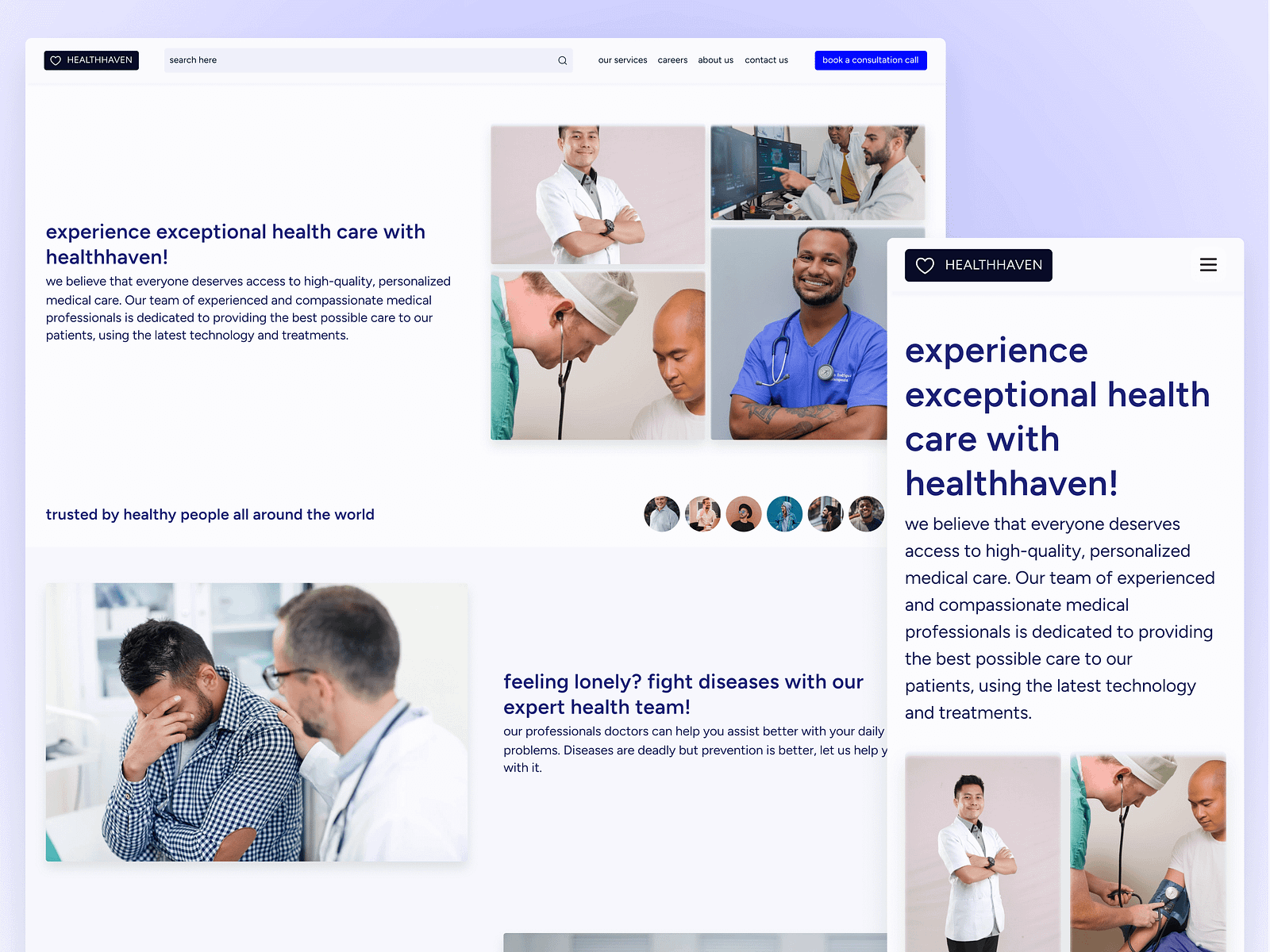 Health Care Website Responsive Design by Ubaid Ziad on Dribbble