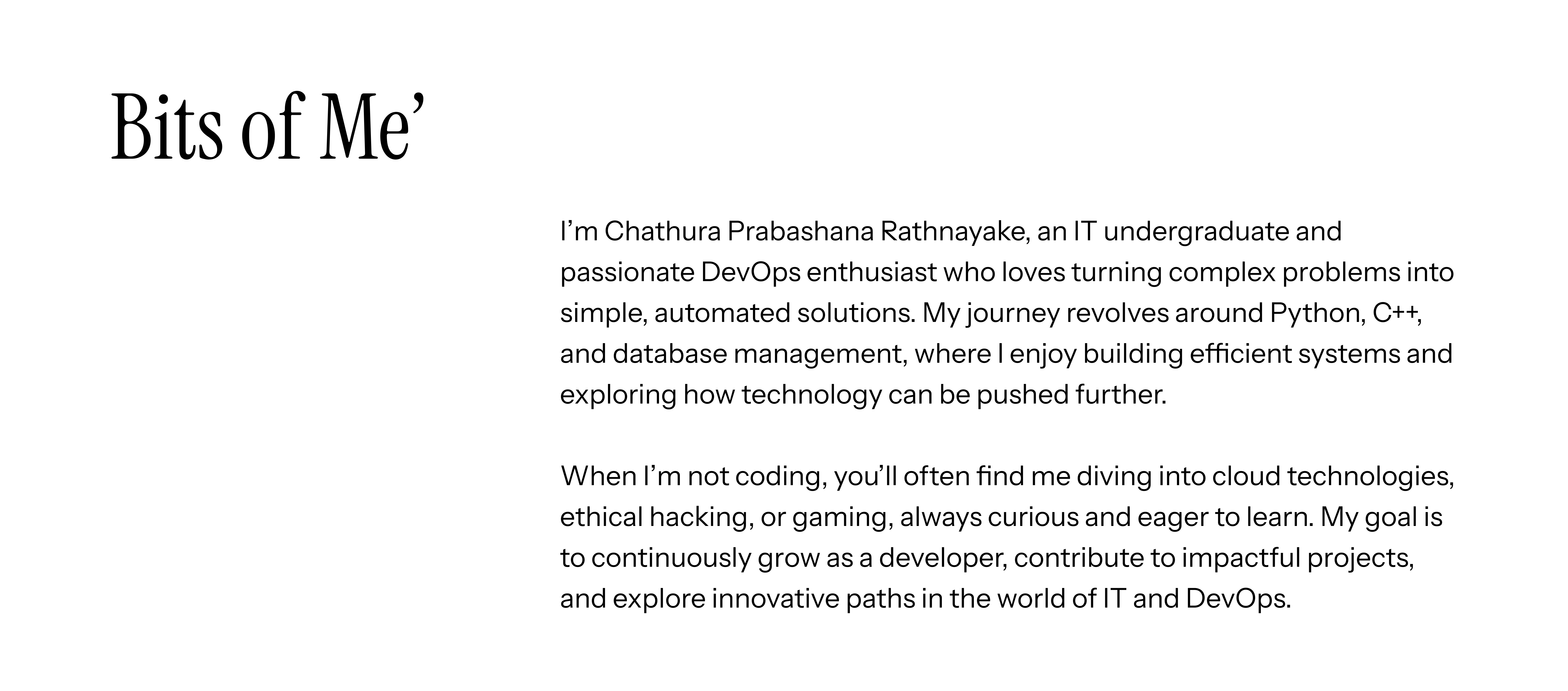 Minimal Portfolio Website for a DevOps Enthusiast by Praboth Charith on Dribbble