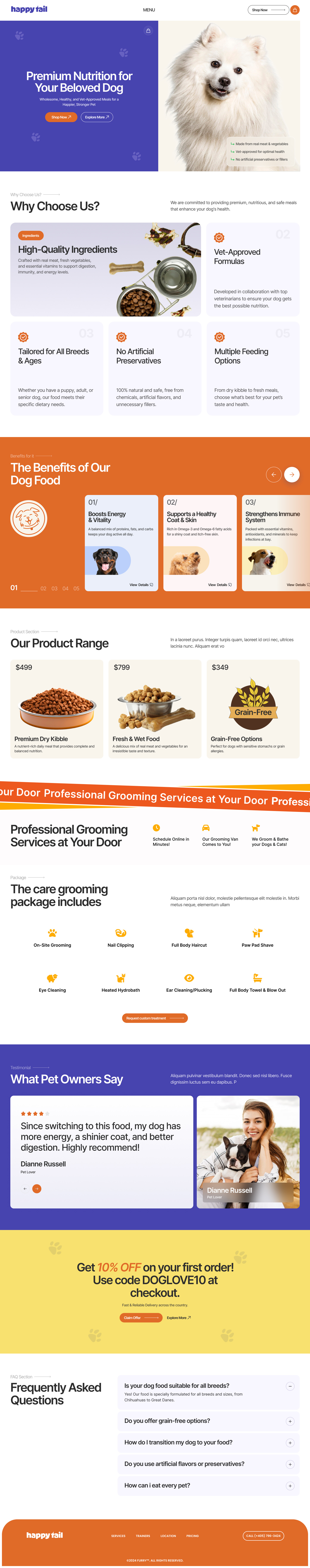 Pet care website design by Wolfpixel UI/UX for Wolfpixel Agency on Dribbble