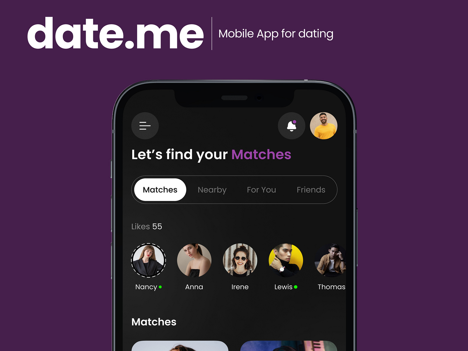 Date.me Dating Mobile App by Parul Vyas on Dribbble