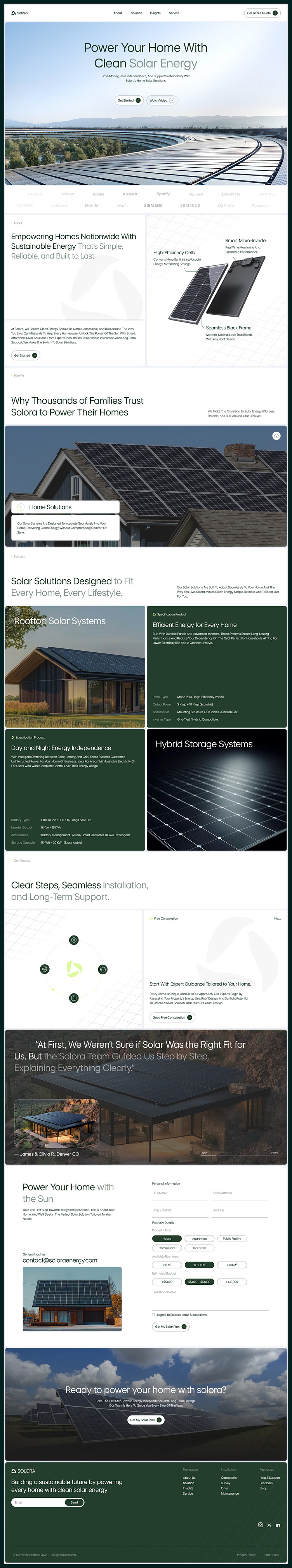 Solora - Modern Minimalist Solar Panel Sustainability Website UI by ...