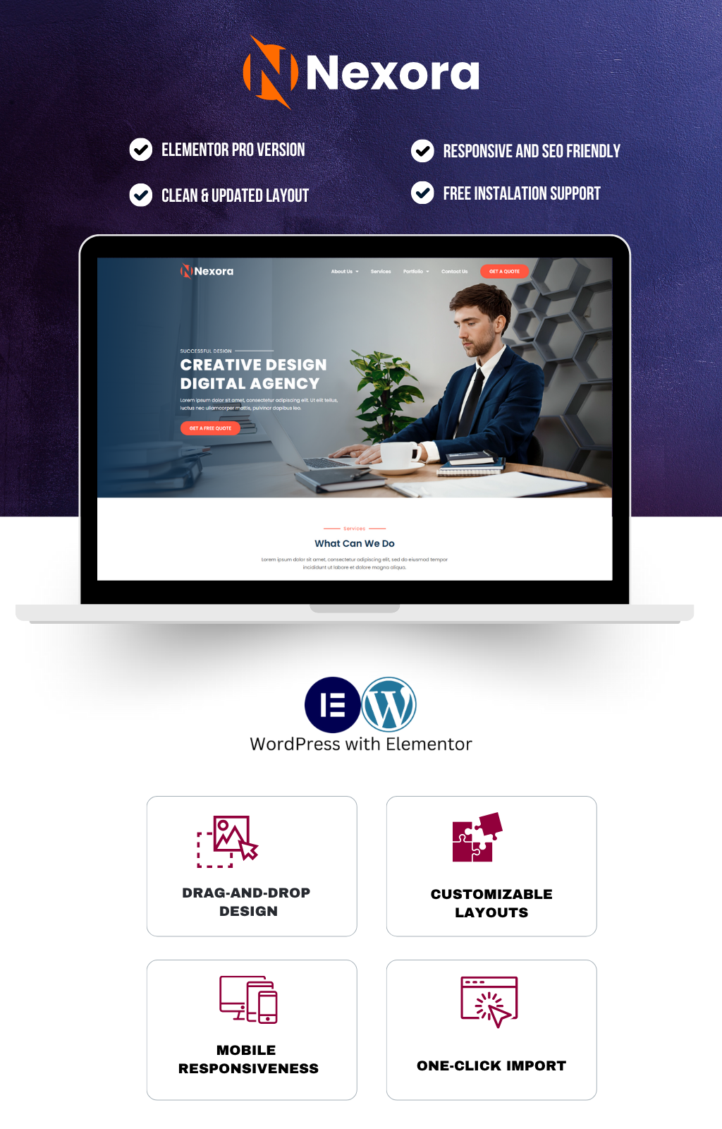 Nexora Creative Digital Marketing WordPress Elementor Template by Template Orbit on Dribbble