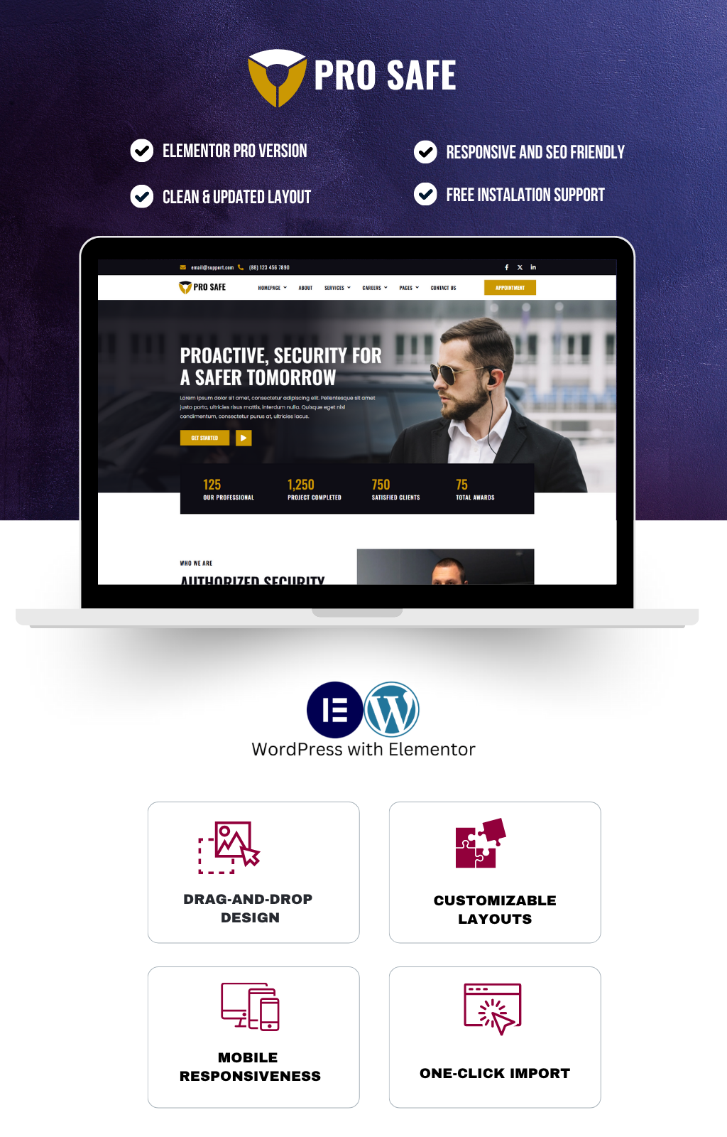 Pro Safe – Security Company WordPress Elementor Template Kit by ...