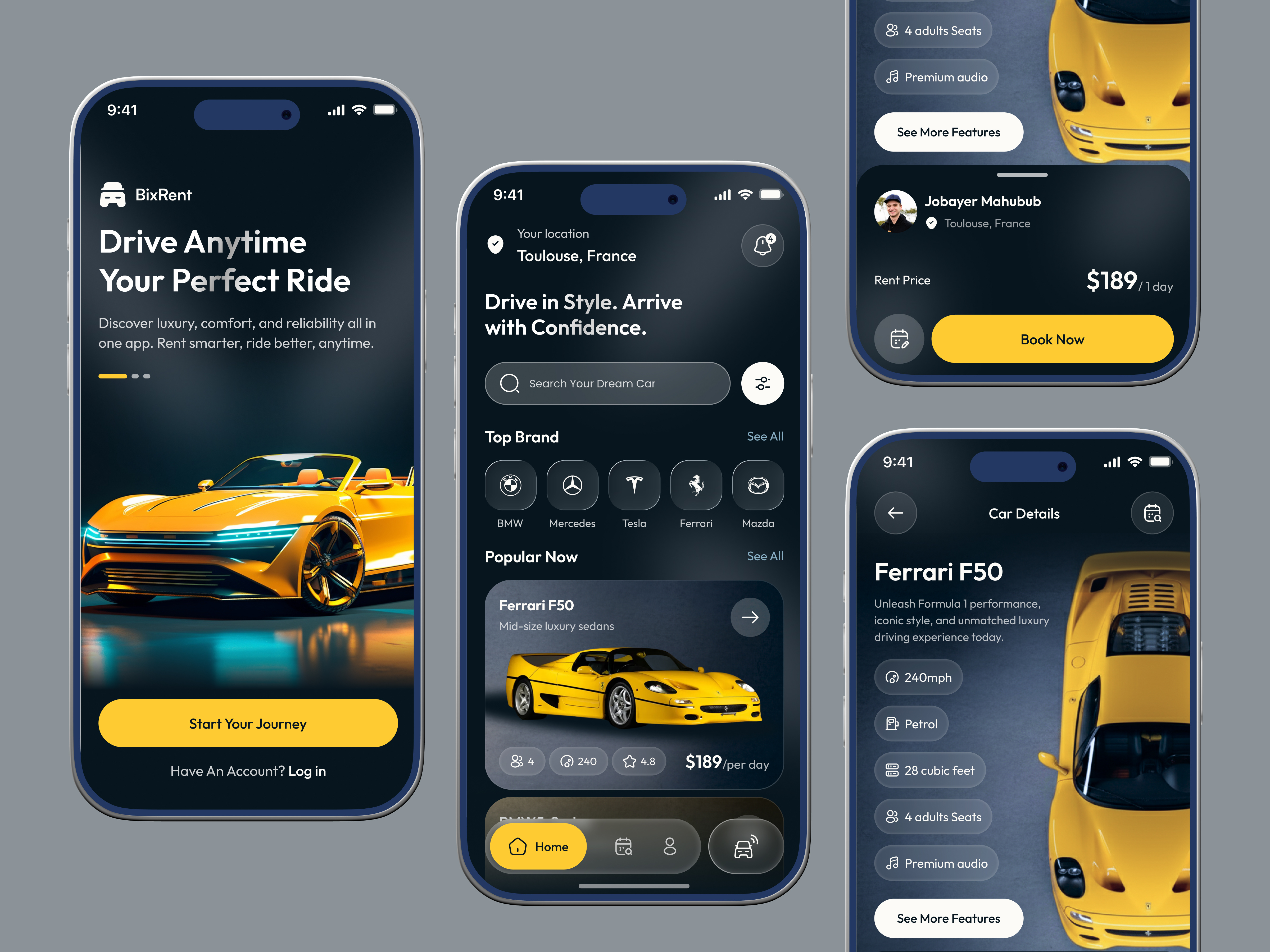Car Booking App Design Concept by Arafat.uix for Arobix Design on Dribbble