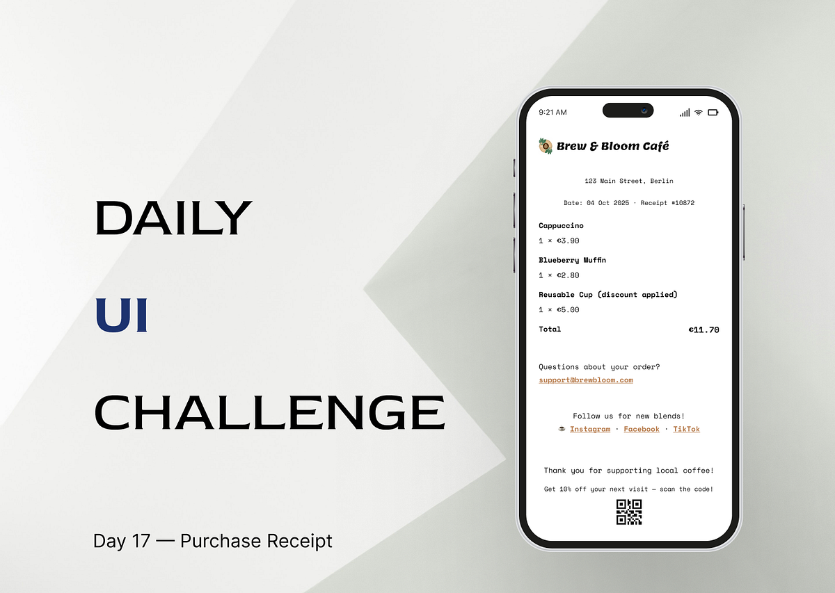 Daily UI · Challenge 17: Purchase Receipt by Natalia Shevchik on Dribbble