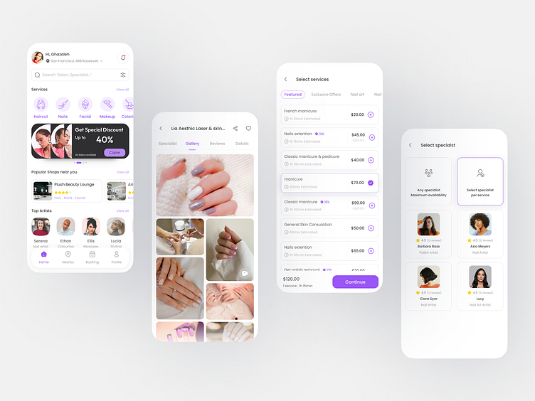Beauty Booking App by Ghazaleh.uiux on Dribbble