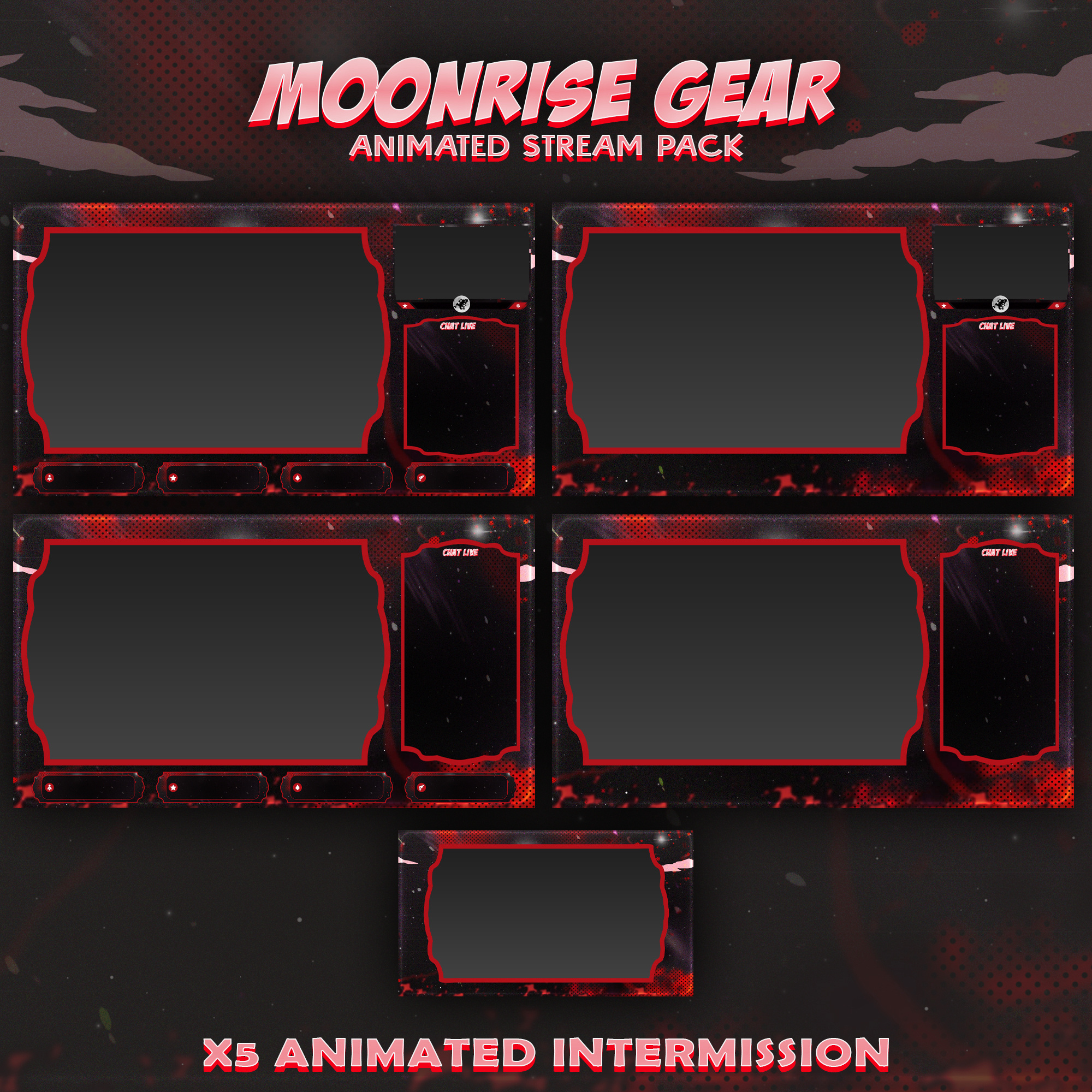 Red Lofi Animated Stream Package Stream Overlay I Twitch Overlay by ...