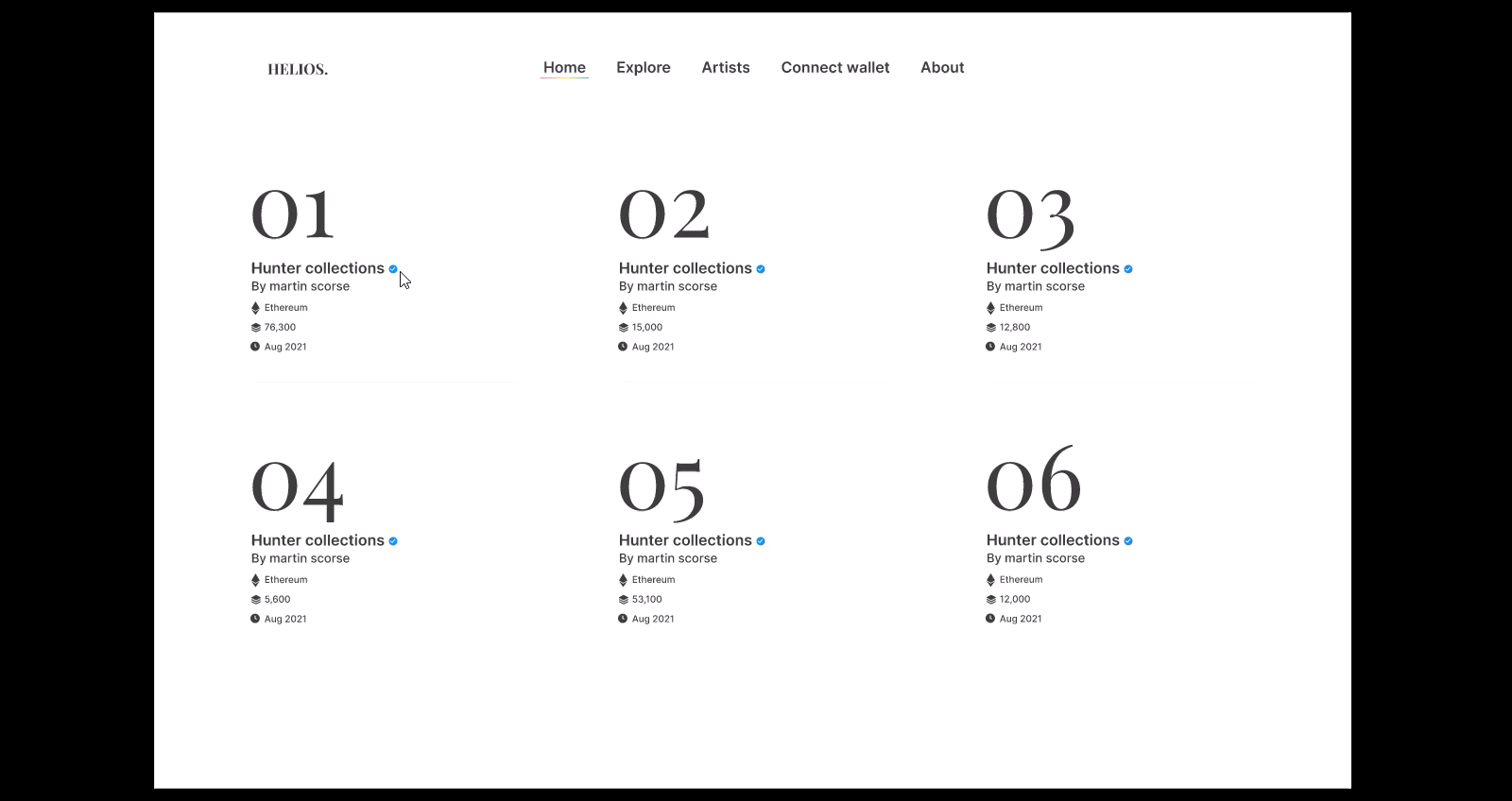 NFT Card Collection UI by adams shola on Dribbble