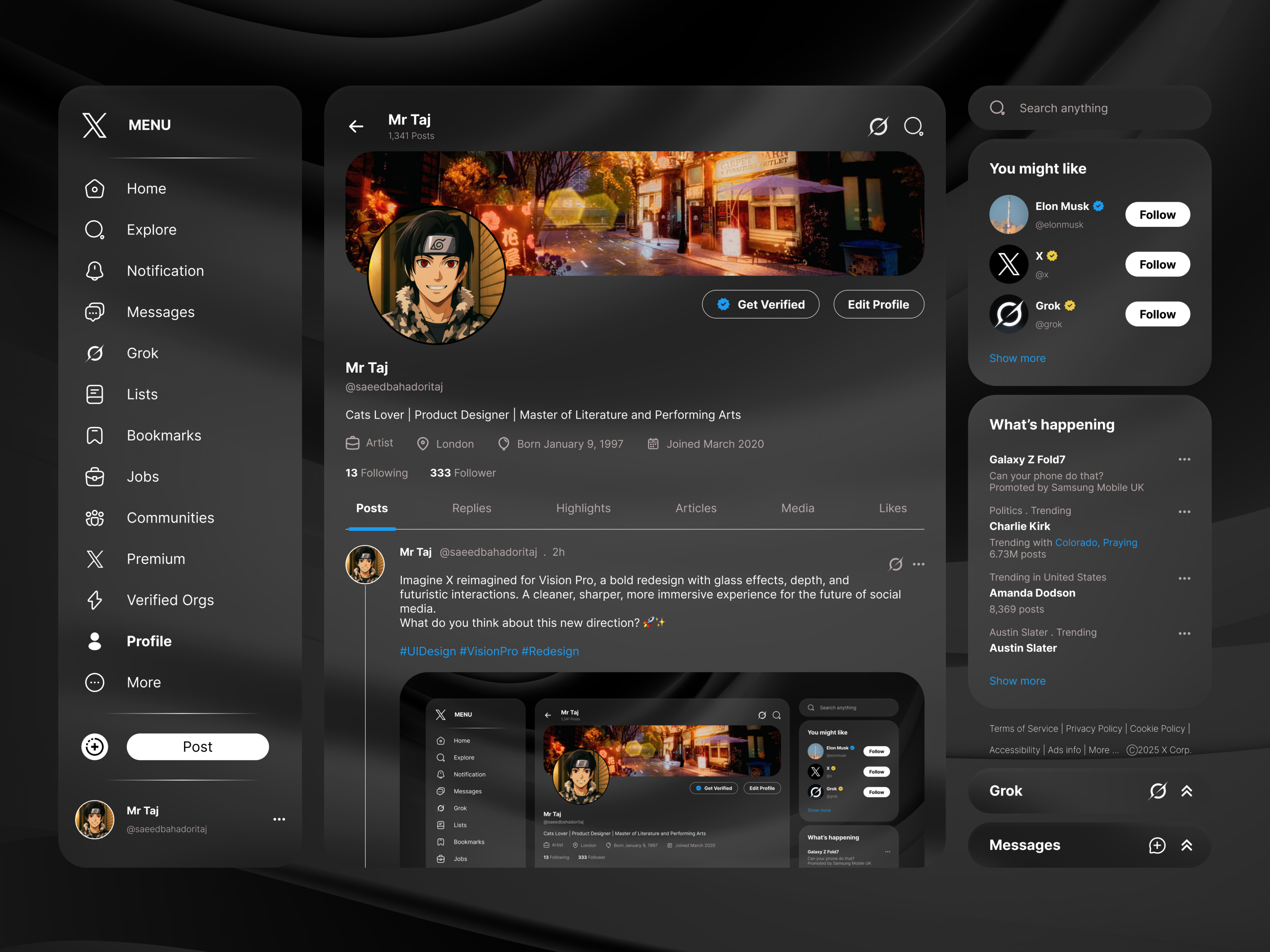 X Twitter Redesign - Bento Vision Pro Blur Aesthetic by Mr Taj on Dribbble